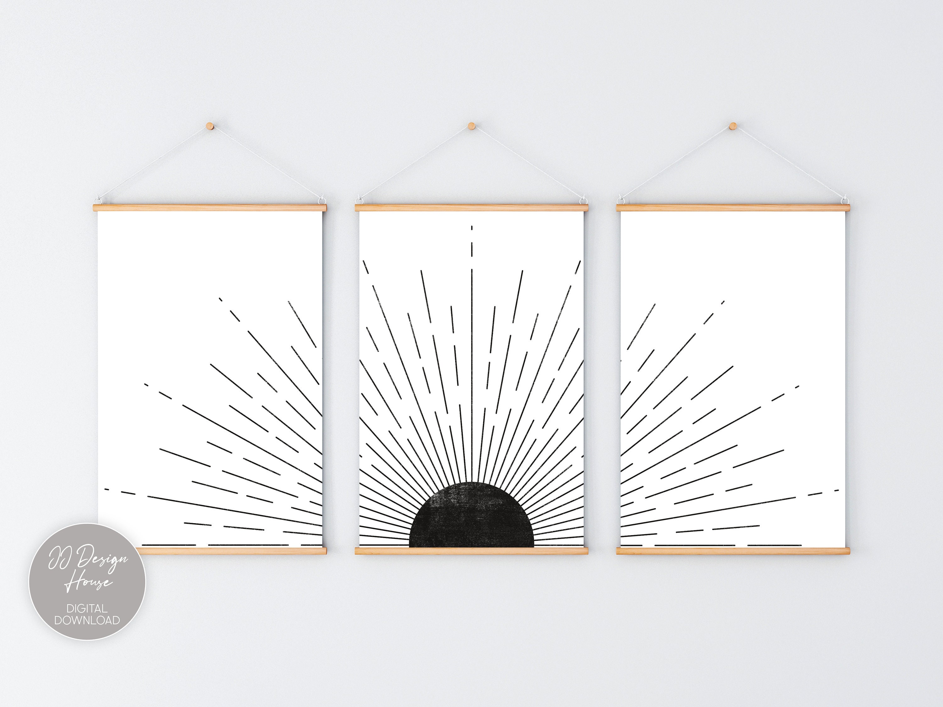 Boho Wall Decor Bedroom Decor Sun Wall Art Set of 3 Sun | Etsy