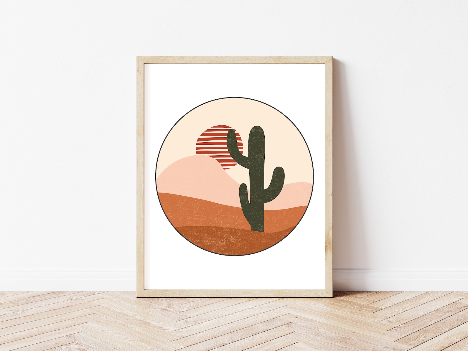 Burnt Orange Cactus Print, Boho Wall Art, Printable Desert Wall Art ...