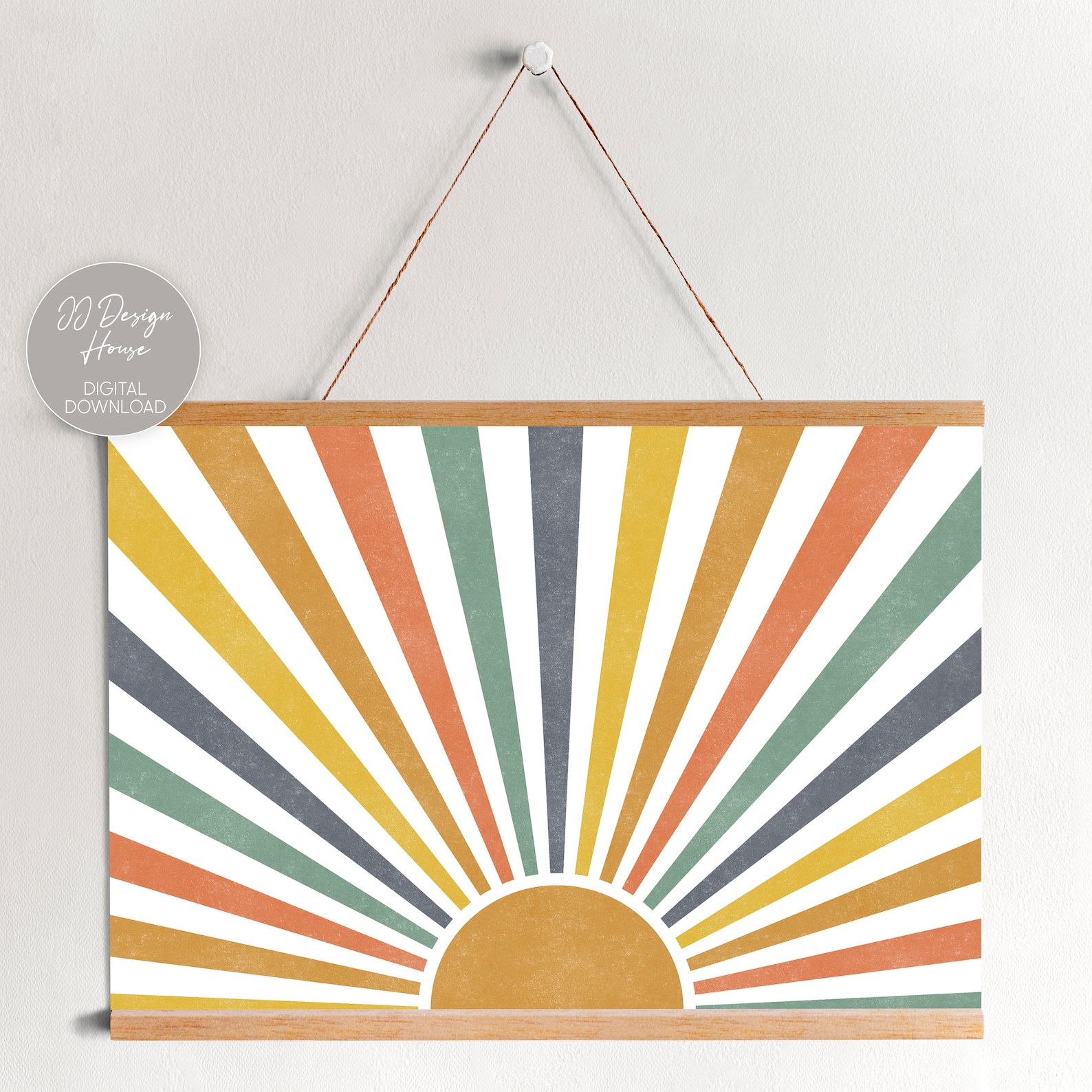 Boho Sun Print Colorful Wall Art Boho Wall Decor Retro Wall - Etsy