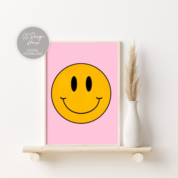 Smiley Print Printable Wall Art Smiley Face Art Teen Girls - Etsy