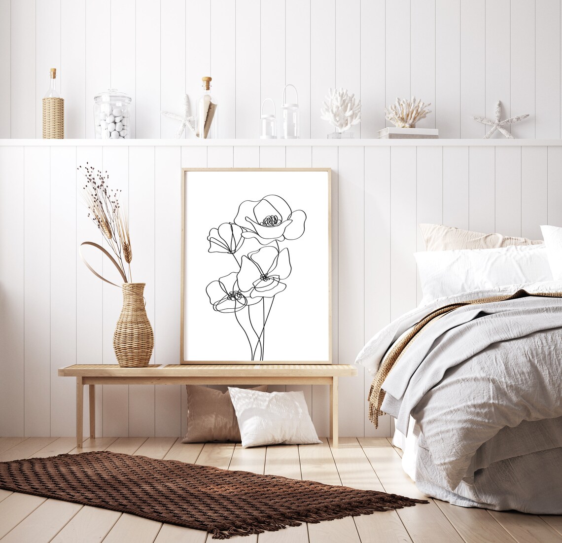 Minimalist Wall Art, Single Line Art Prints, One Line Art Set, Black ...