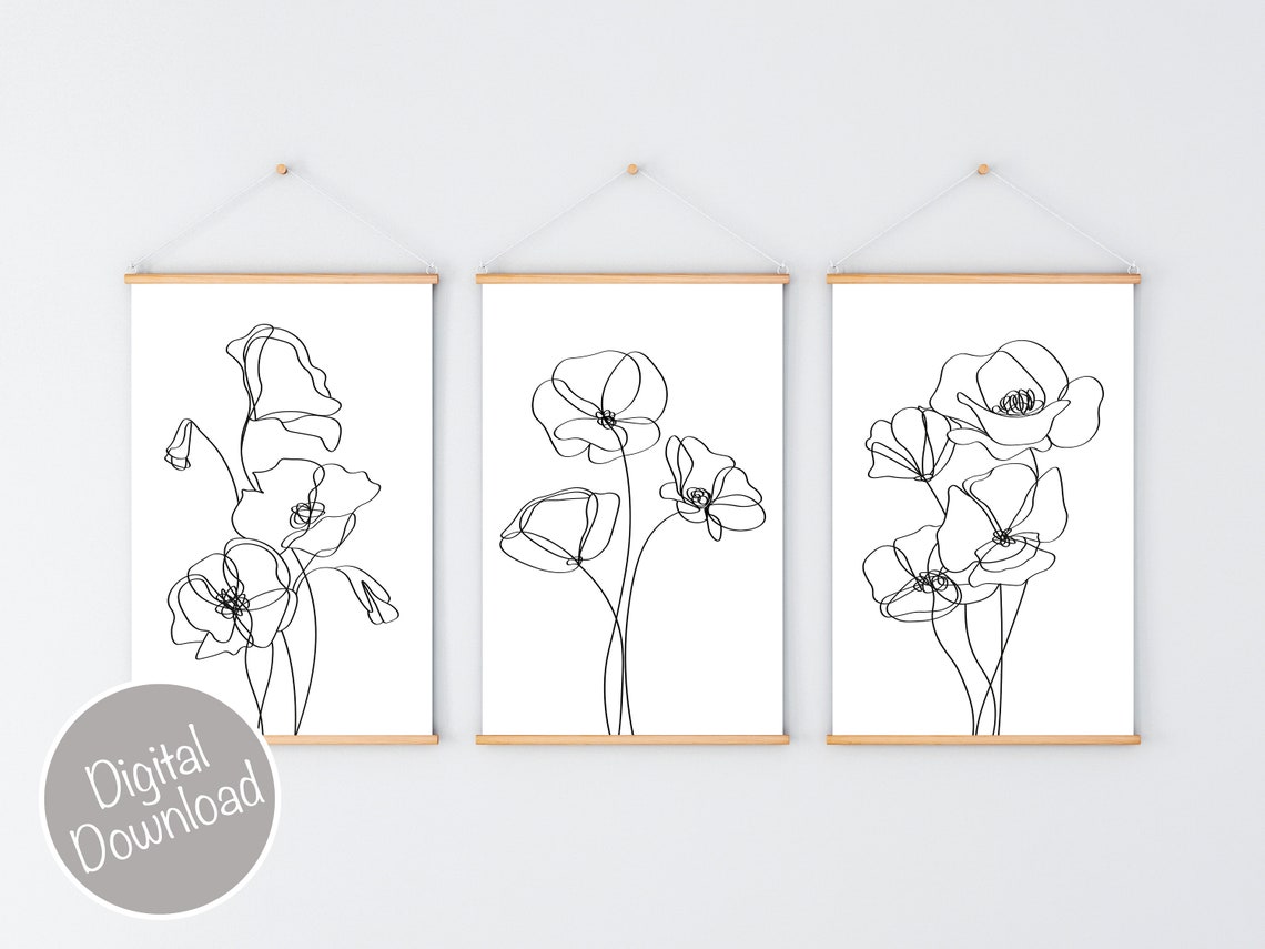 Minimalist Wall Art Single Line Art Prints One Line Art Set - Etsy ...