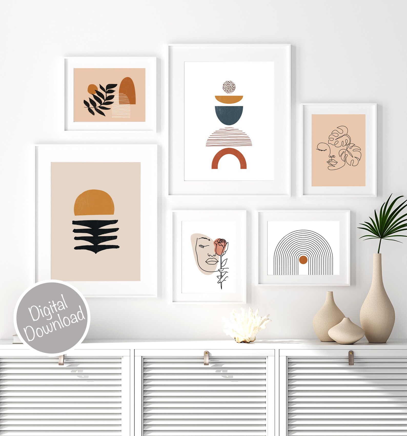 Mid Century Modern Art Prints, Gallery Wall Set, Minimalist Wall Art ...