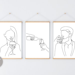 Bar Wall Art, Beard Art, Line Art Bar Prints, Man and Woman Line Art ...