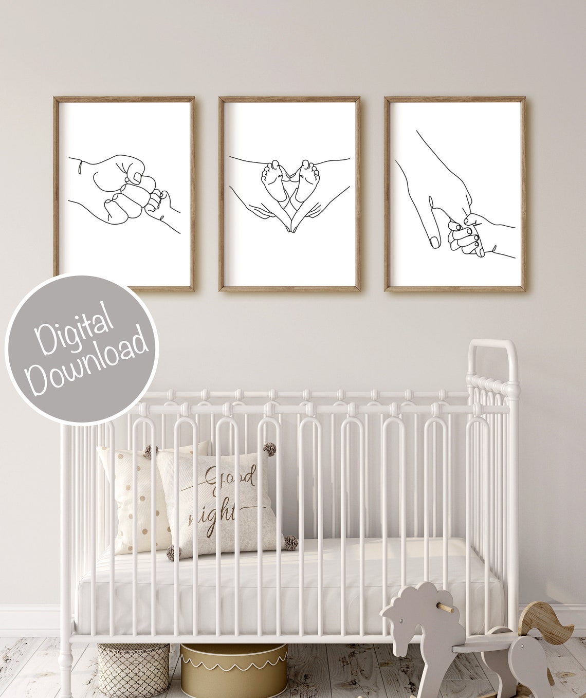 Baby Line Art Set of 3 Prints Fine Line Nursery Art Infant | Etsy