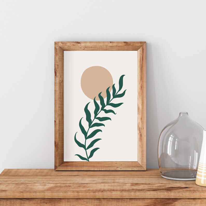 Minimal Botanical Print Printable Wall Art Boho Leaf Print - Etsy