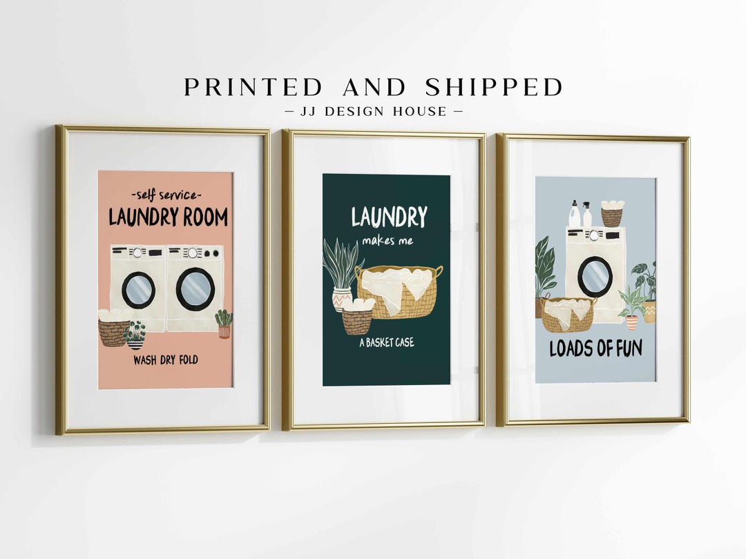 Laundry Wall Art Set Of 3 Prints Laundry Quotes Laundry Room Decor