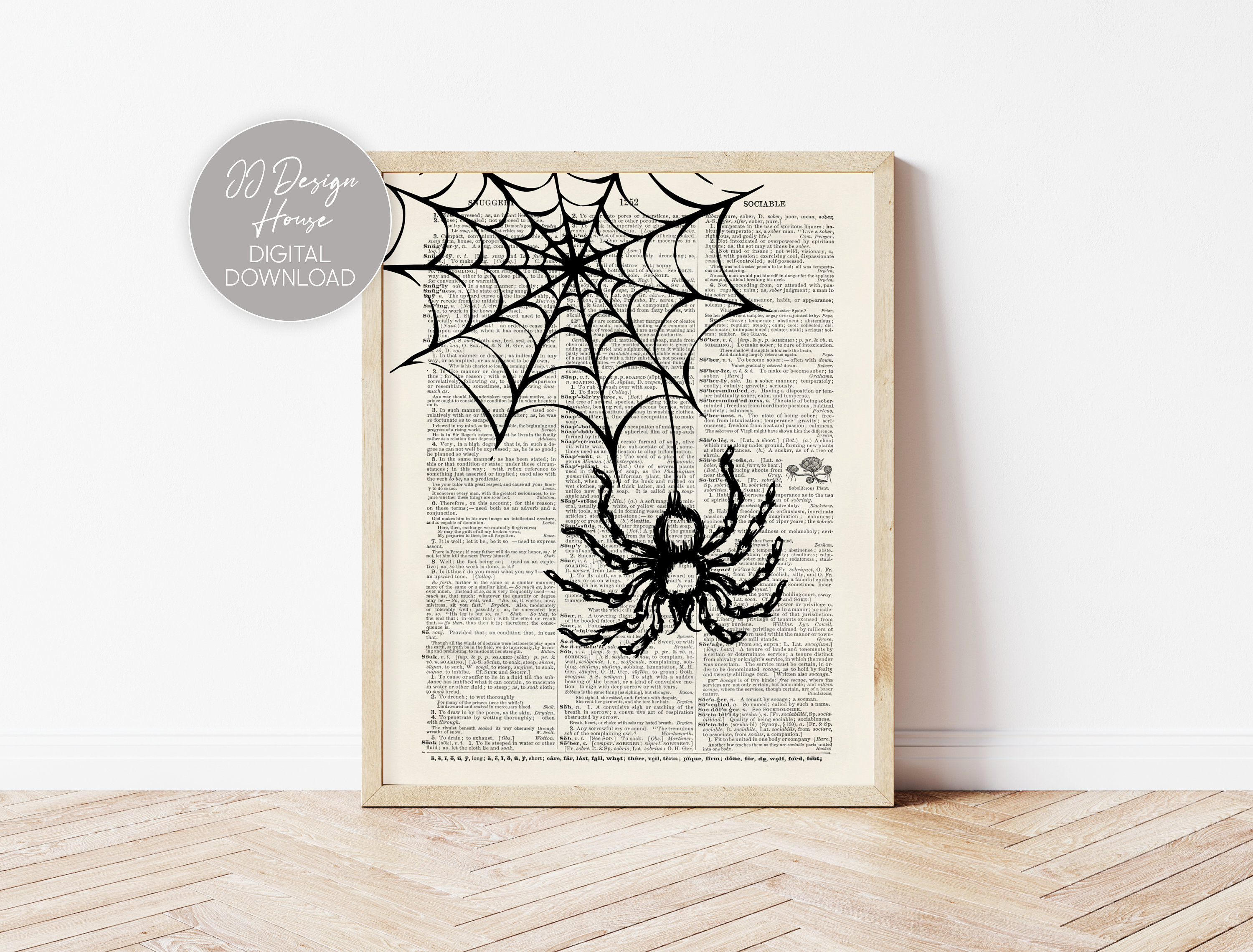 DIY Halloween Decor Vintage Spider Print Halloween Prints | Etsy