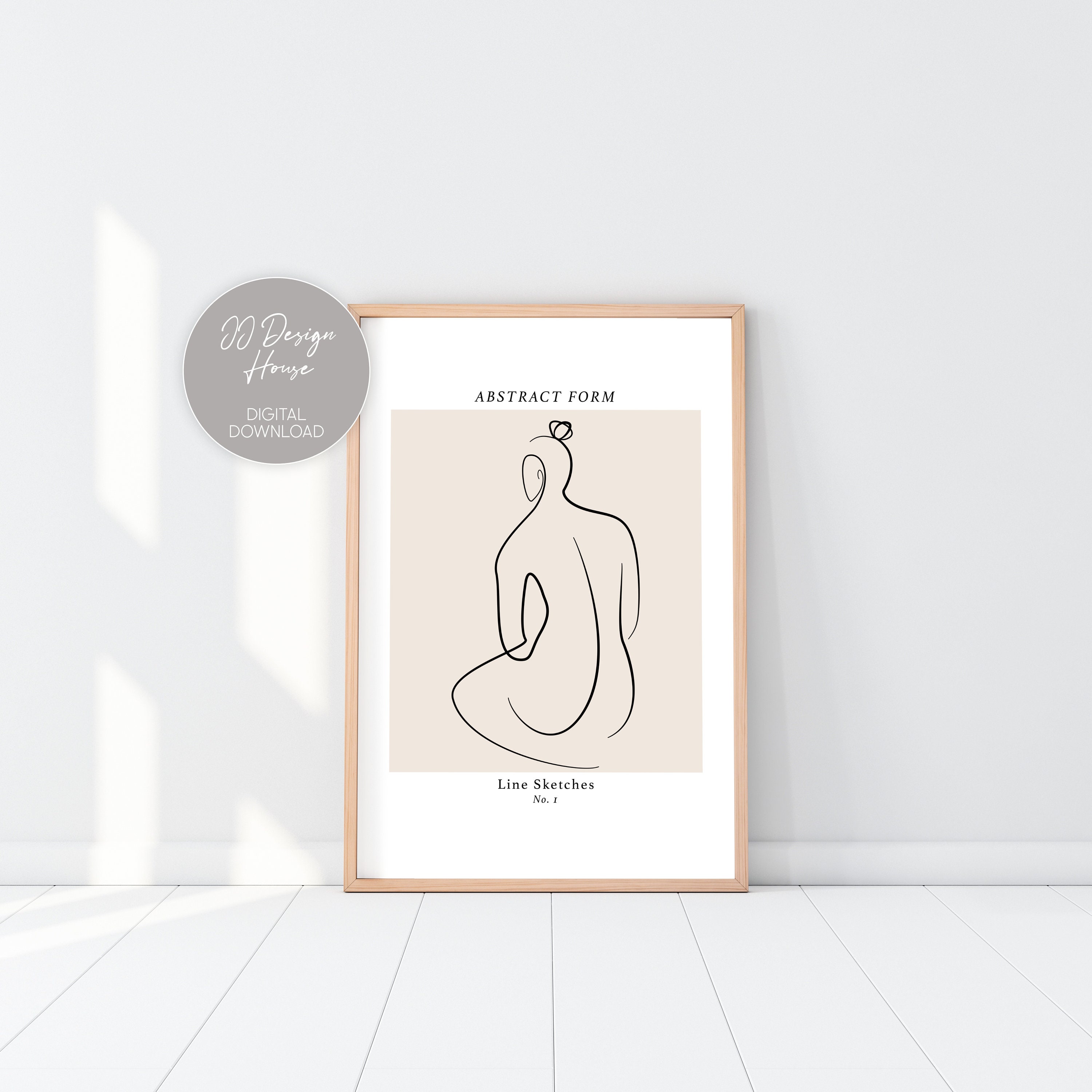 Fine Line Print Boho Wall Art Female Body Print Beige - Etsy
