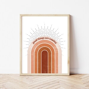 Good Things Are Coming Print, Boho Motivational Quote Art, Retro Office ...