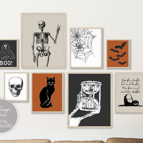 Skeleton Print Halloween Printable Wall Art Halloween - Etsy