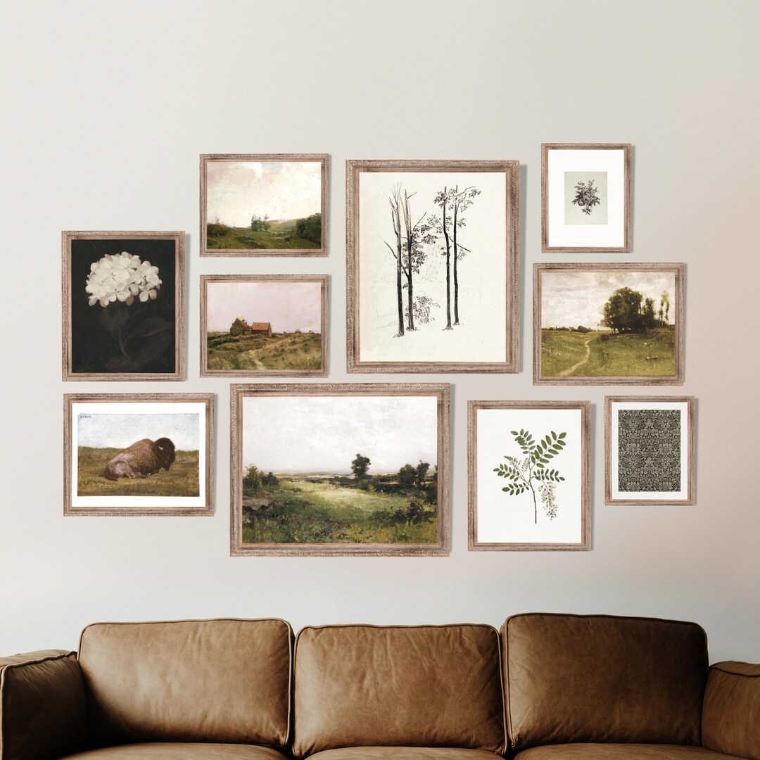 Vintage Gallery Wall Print Set of 10 Green Wall Art, Printable Antique ...