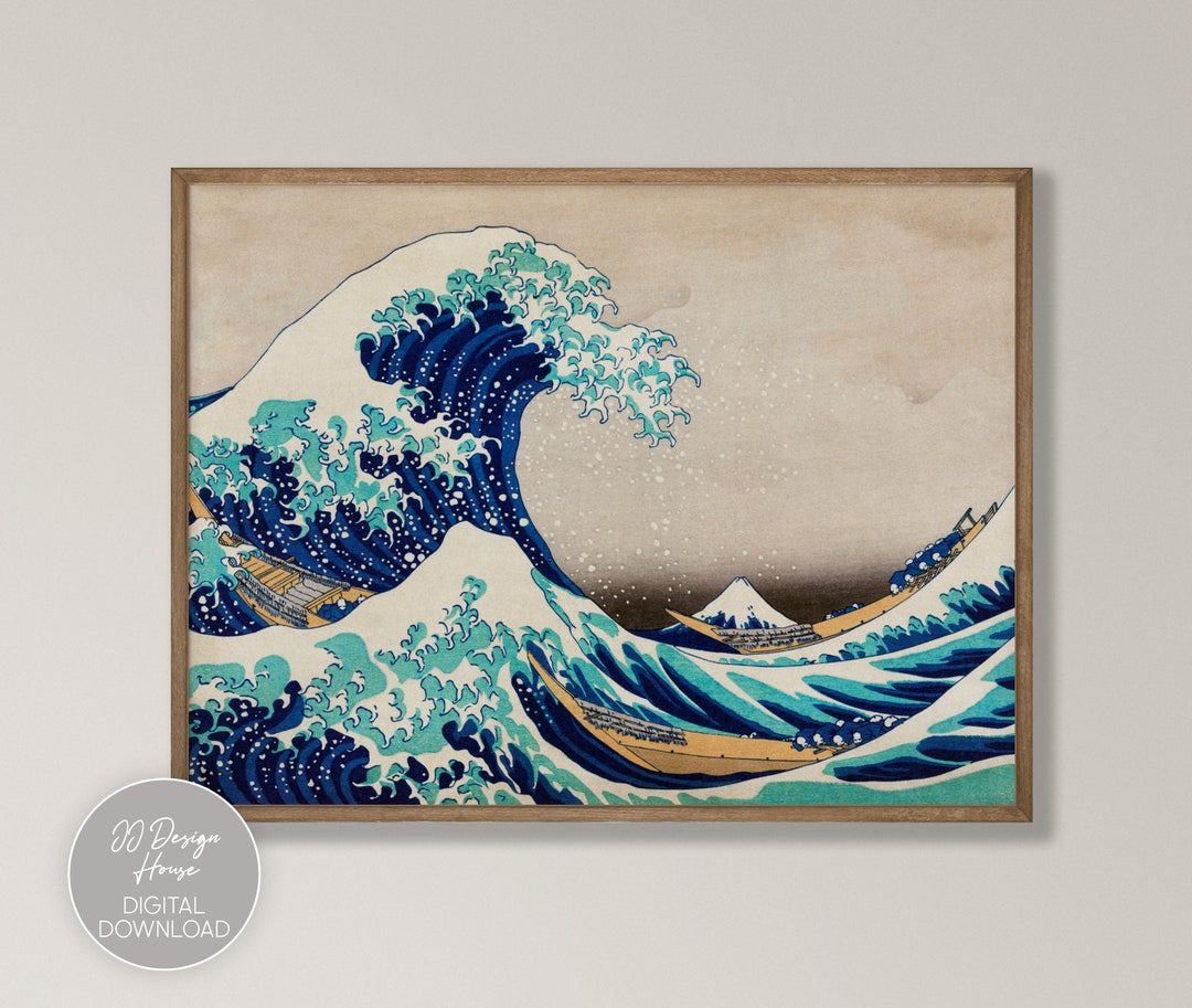The Great Wave off Kanagawa, Vintage Print, Katsushika Hokusai Print ...