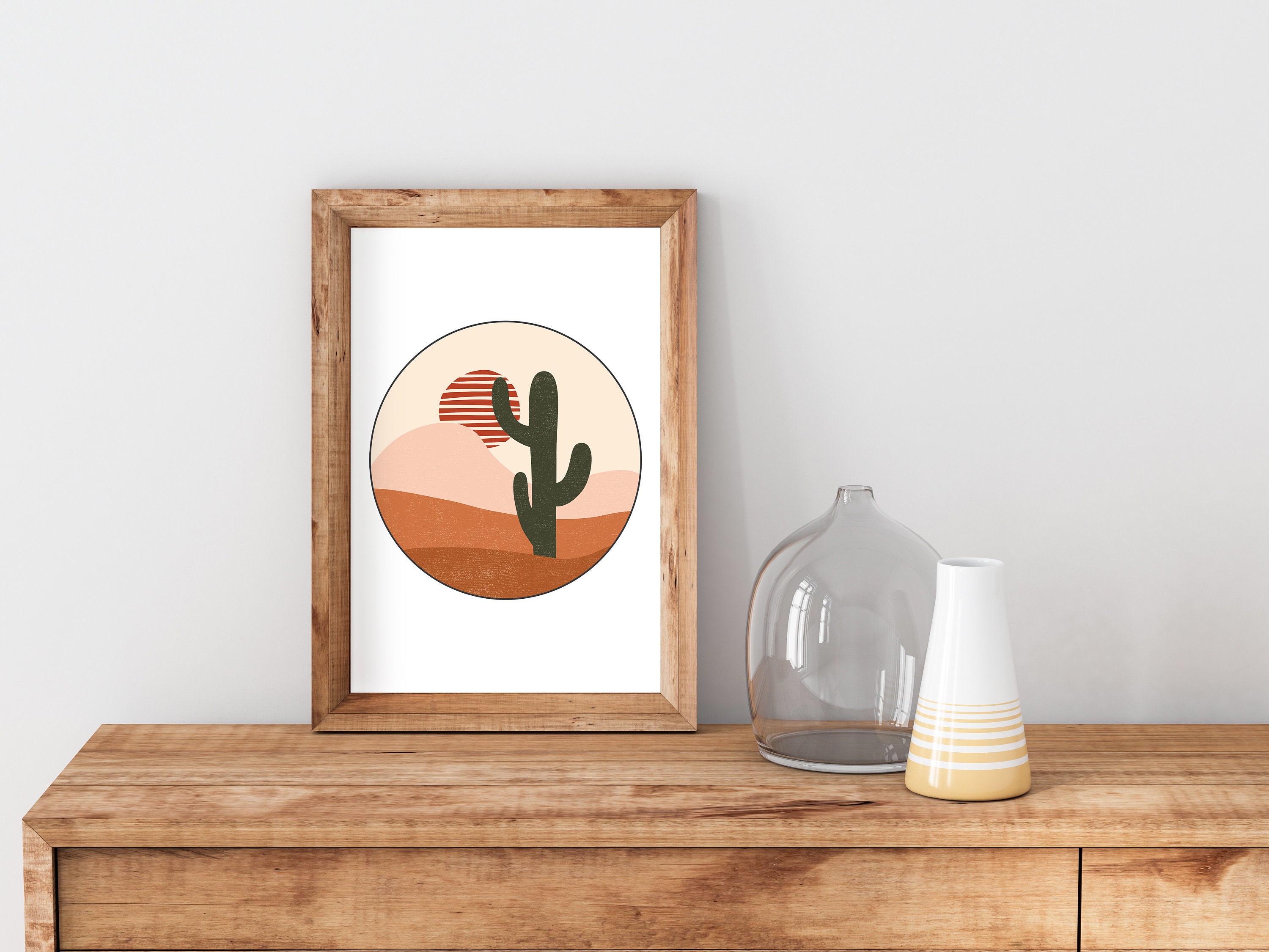 Burnt Orange Cactus Print, Boho Wall Art, Printable Desert Wall Art ...