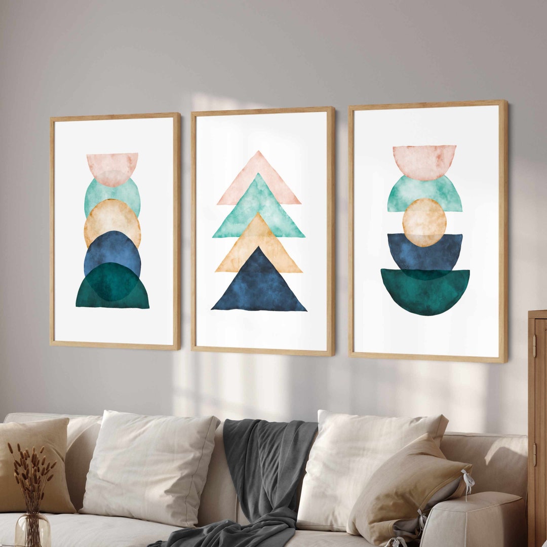 3 Piece Abstract Wall Art, Printable Watercolor Wall Art Abstract Art ...