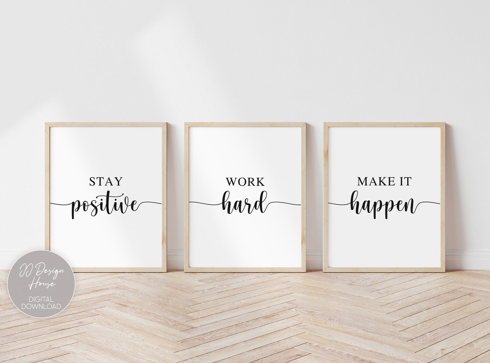 Office Wall Art Set of 3 Prints Stay Positive Work Hard - Etsy