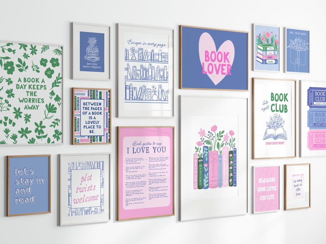 Book Quote Wall Art Prints: Modern Book Club Set of 15 (digital ...