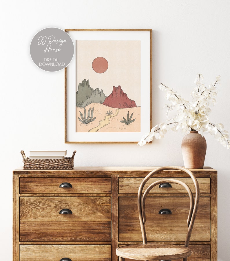 Boho Desert Wall Art Abstract Desert Print Cactus Wall Art - Etsy