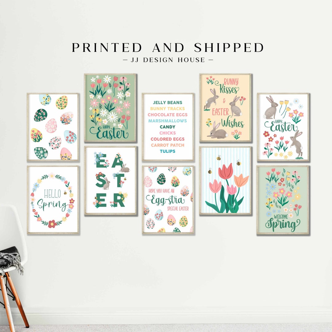 Easter Decor Printed Art, Easter Wall Art Prints Set of 10, Easter ...