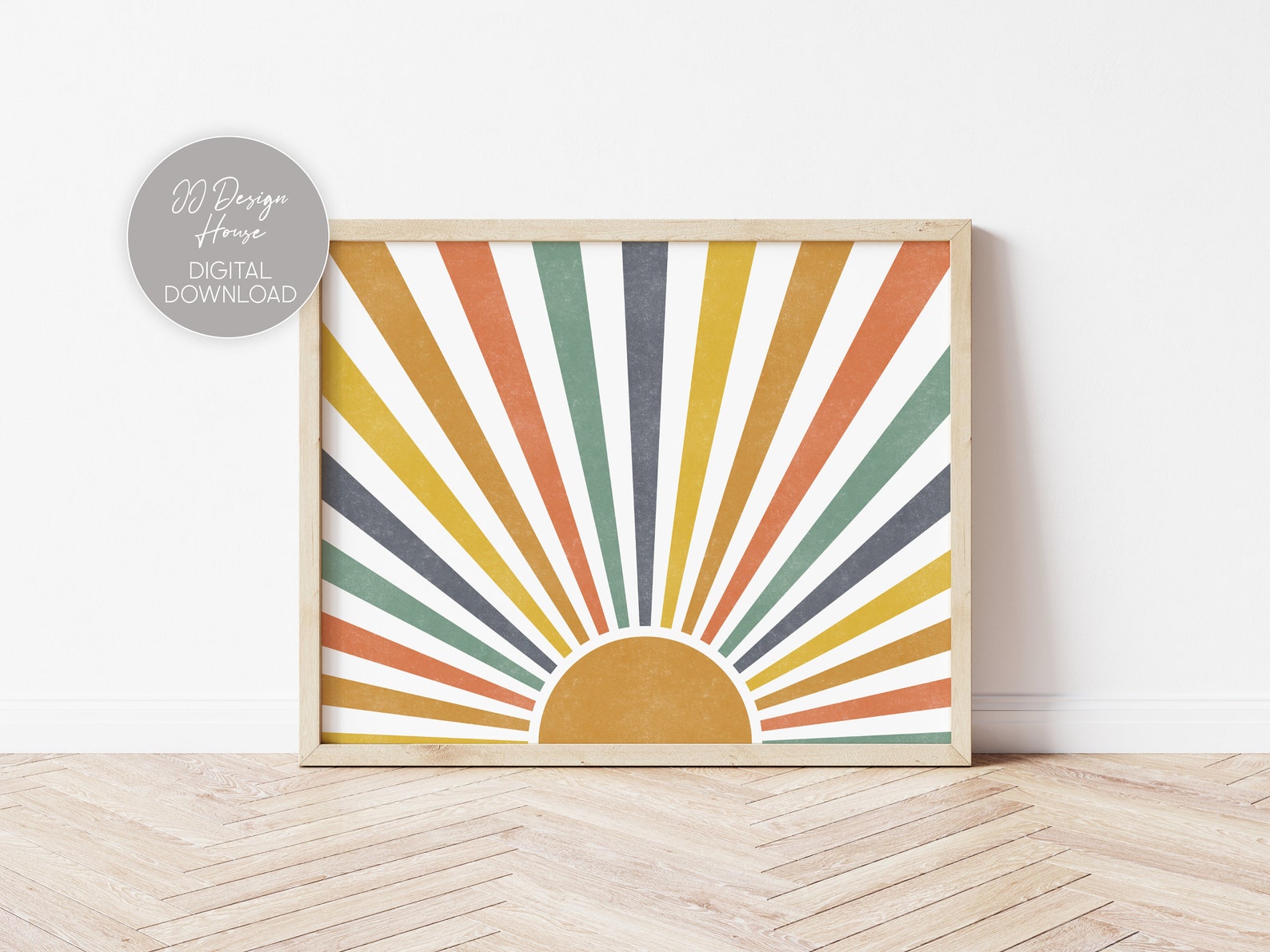 Boho Sun Print Colorful Wall Art Boho Wall Decor Retro Wall - Etsy