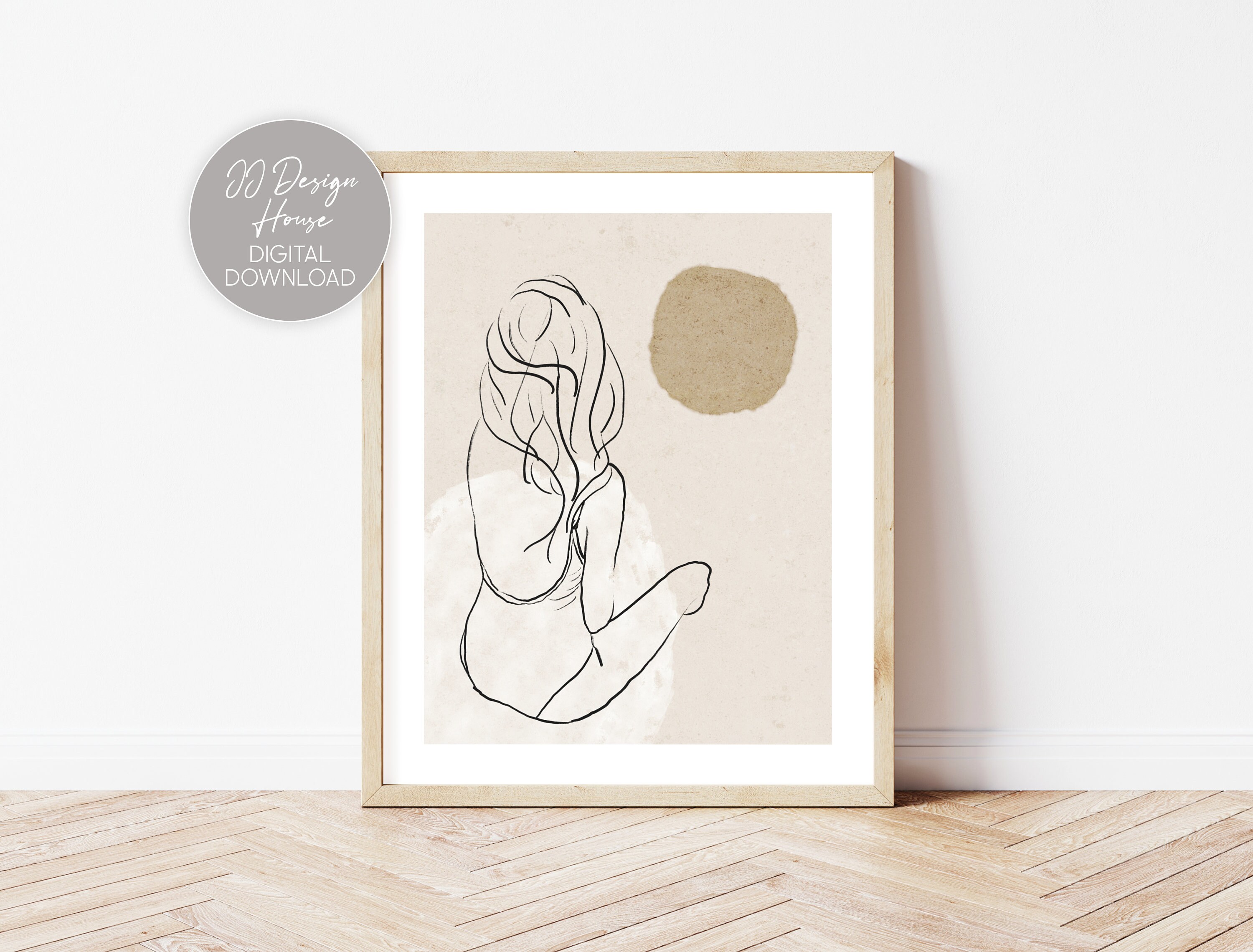 Boho Wall Art Female Body Print Fine Line Print Beige - Etsy