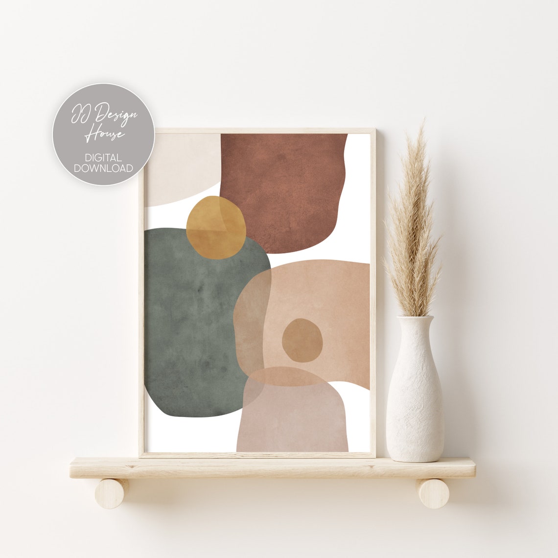 Earth Tone Decor, Abstract Wall Art, Watercolor Shapes Printable Wall ...