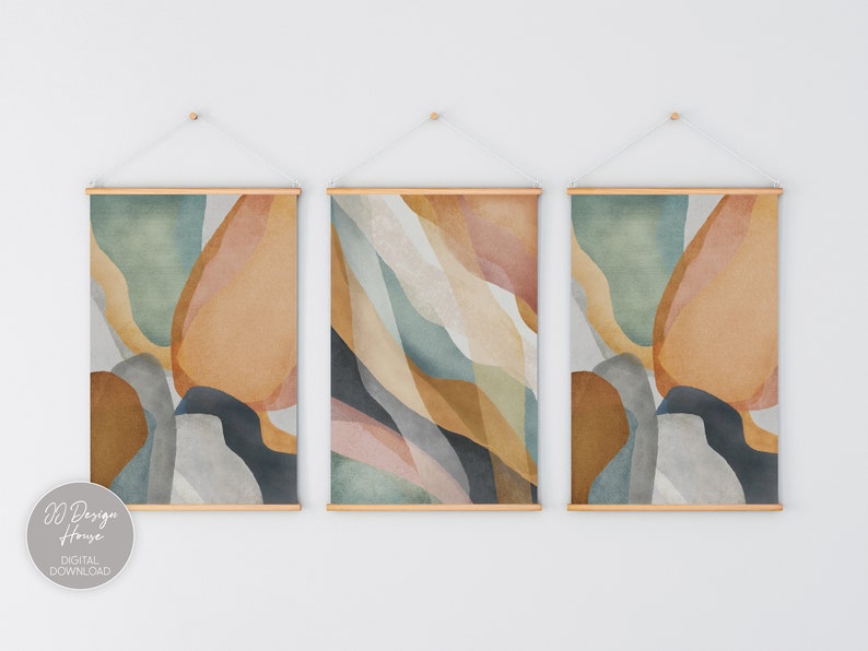 Set of 3 Prints Abstract Wall Art Set of 3 Colorful Wall - Etsy