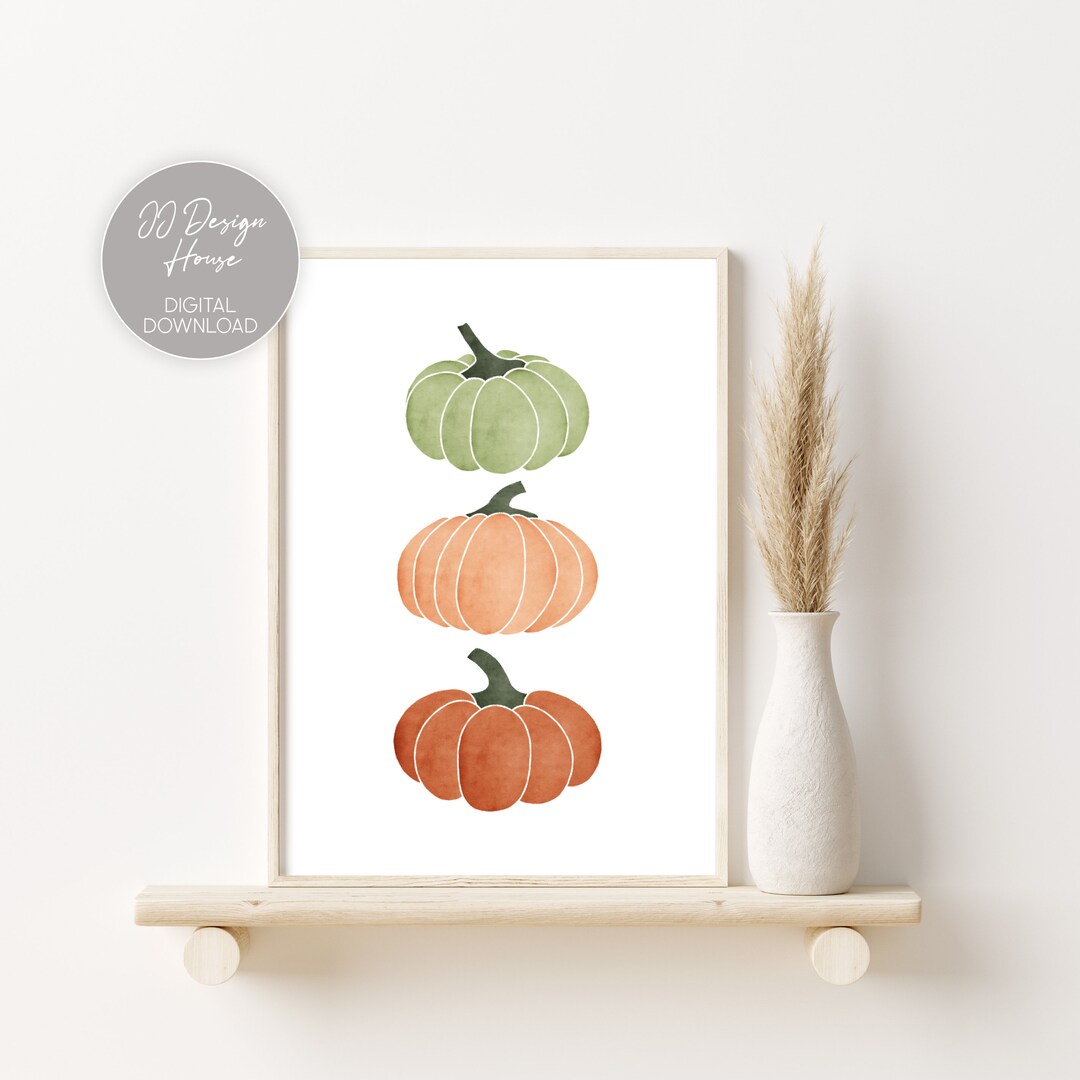 Pumpkin Print, Halloween Print, Autumn Wall Art, Thanksgiving Decor ...