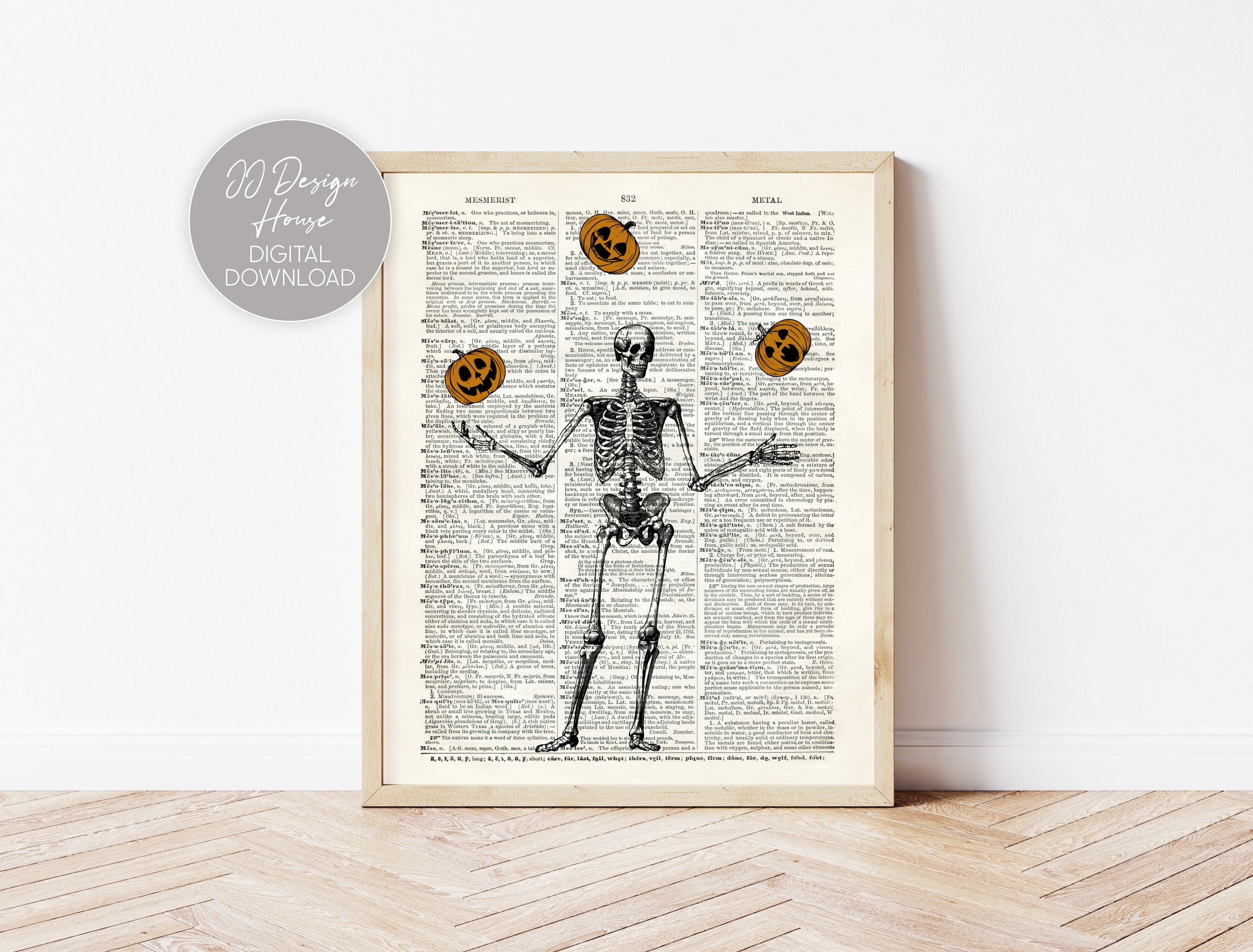 Skeleton Print Halloween Print Halloween Wall Art Spooky - Etsy