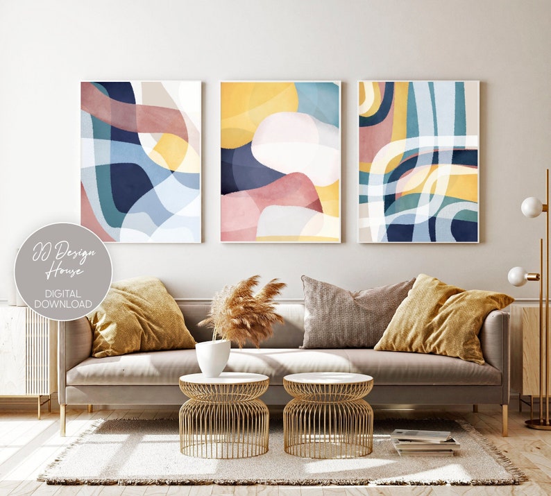 Set of 3 Prints, Abstract Wall Art Set of 3, Colorful Wall Art ...