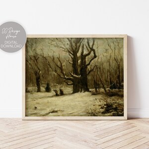 Moody Forest Painting, Dark Cottagecore Decor, Winter Forest Print ...