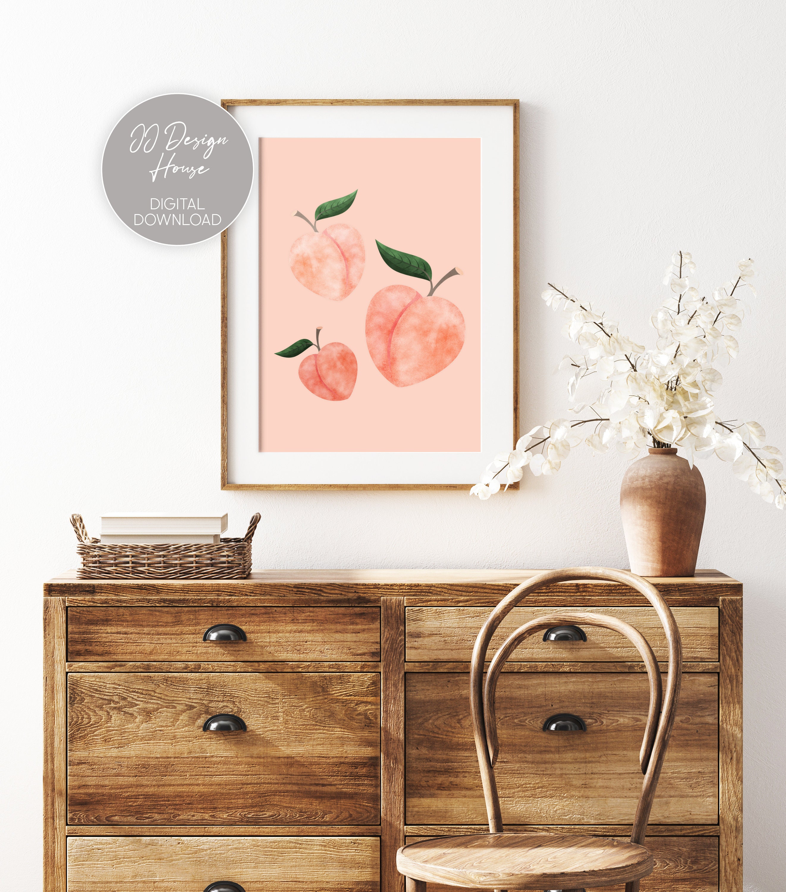 Peach Print Printable Wall Art Peach Art Teen Girls Bedroom | Etsy