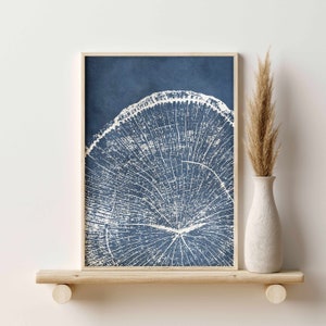 Blue Tree Ring Art, Tree Stump Print, Triptych Wall Art, Printed Wall ...