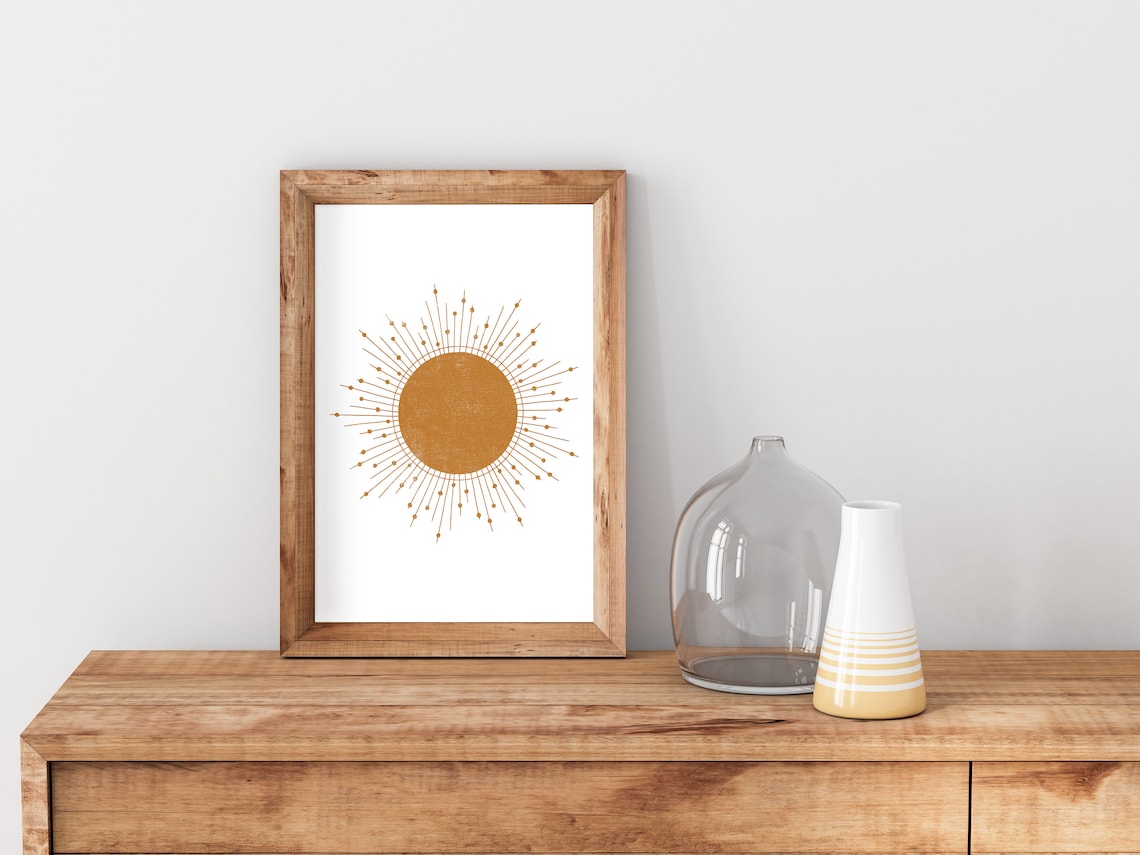 DIGITAL Sun Wall Art, Boho Sun Print, Vertical Sun Poster, Minimalist ...