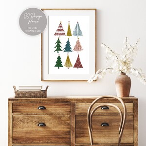 Christmas Tree Print, Boho Holiday Print, Holiday Decor, Christmas Wall ...