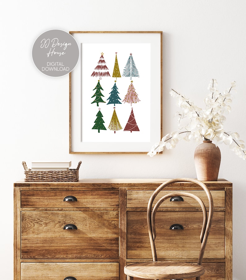 Christmas Tree Print Boho Holiday Print Holiday Decor - Etsy