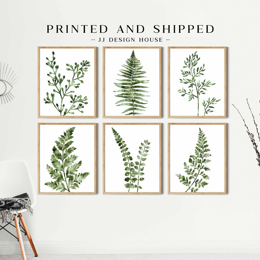 Watercolor Set Green Wall Art, Green Botanical Prints, Minimalist Wall ...