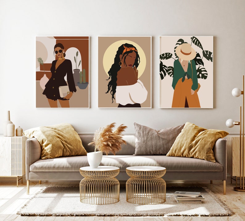 DIGITAL Conjunto abstracto de 3 impresiones Arte mural - Etsy España