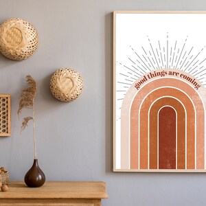 Good Things Are Coming Print, Boho Motivational Quote Art, Retro Office ...