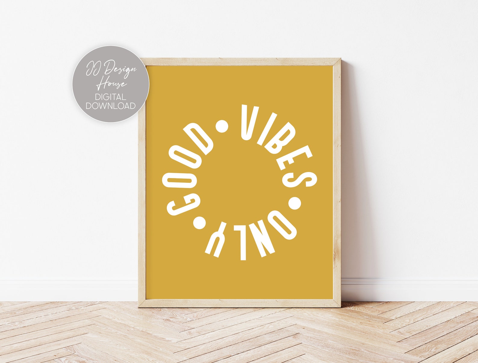Good Vibes Only Yellow Wall Art Retro Quote Print Mustard - Etsy