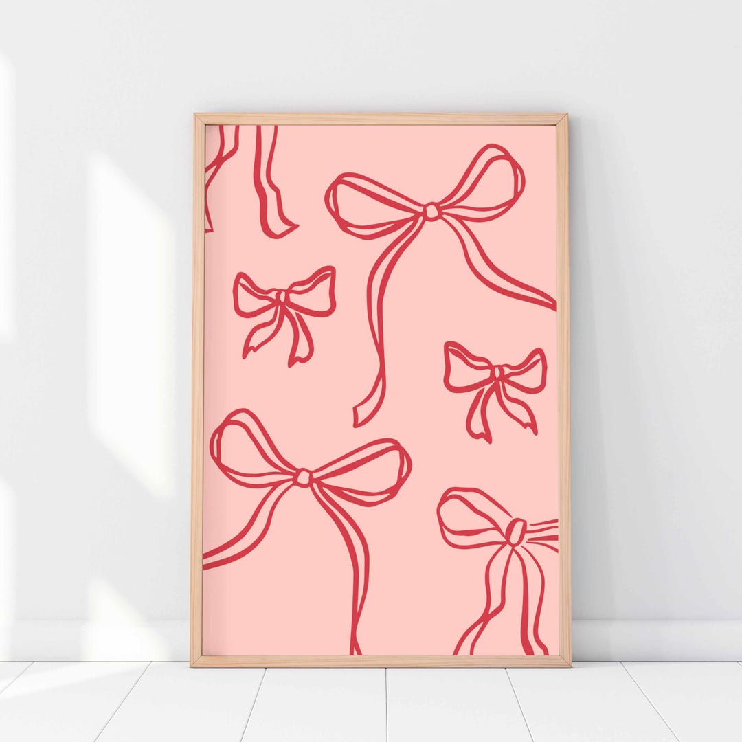 Pink Bow Wall Art: Coquette Room Decor (digital Download) - Etsy