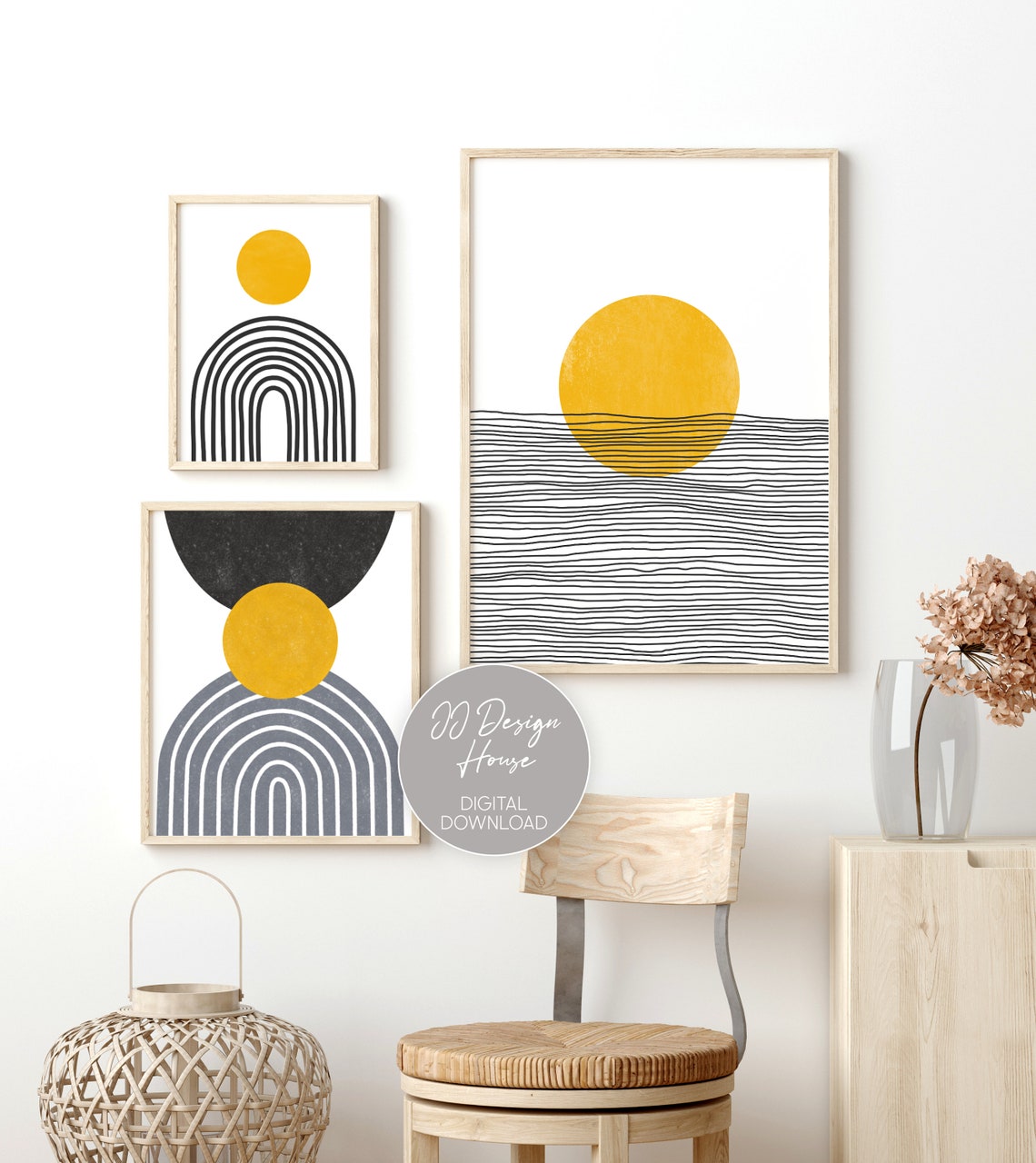 Mustard Art Prints Set of 3 Yellow Wall Art Mustard Wall | Etsy