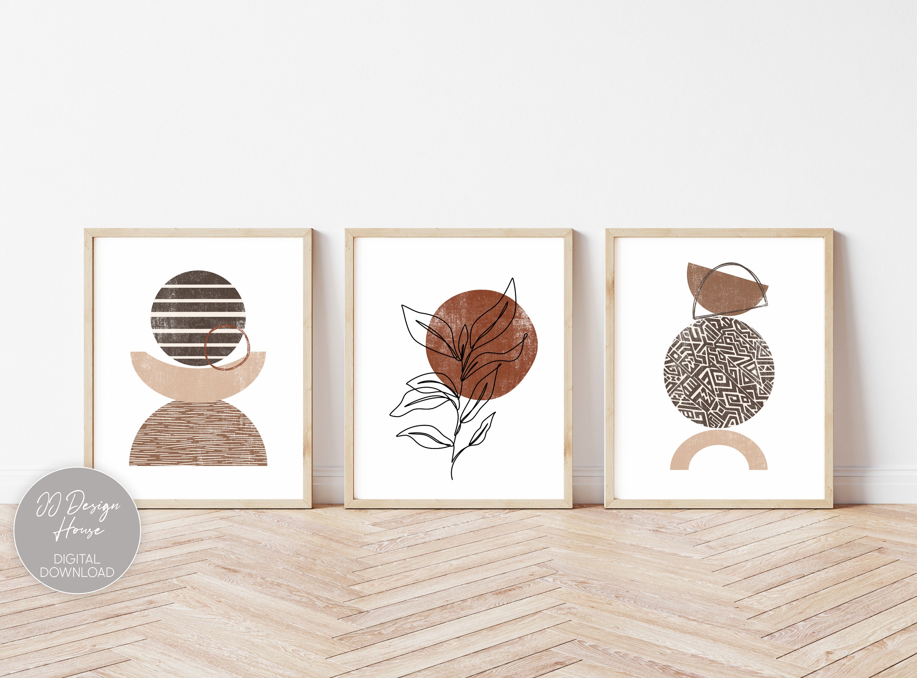 Boho Wall Art Boho Decor Set of 3 Prints Abstract Gallery | Etsy