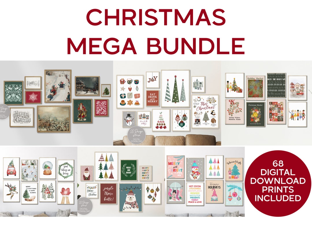 Printable Christmas Wall Art Mega Bundle 68 Prints Included, Christmas ...