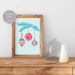 Pink Christmas Decor Boho Christmas Print Pink Holiday - Etsy