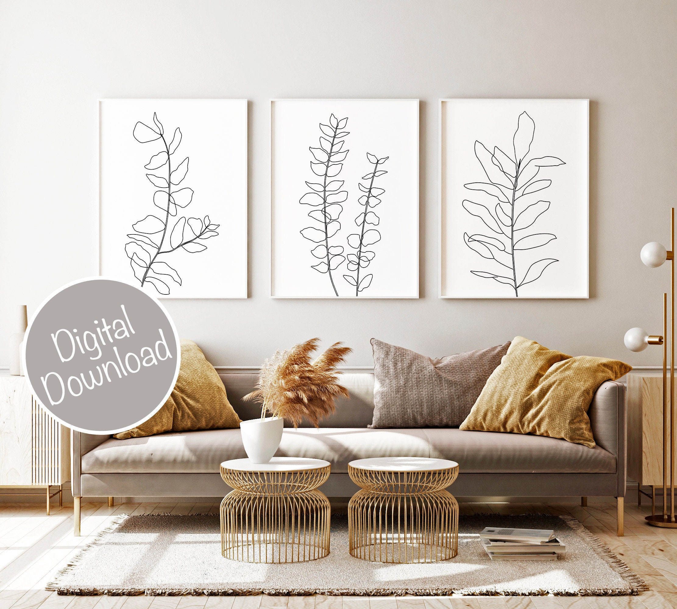 Prints Downloadable Printable Set of three Abstract lines light colors ...
