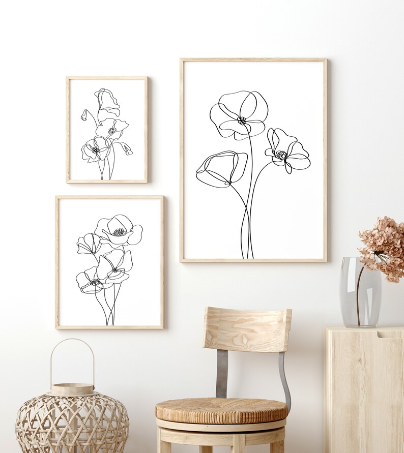 Minimalist Wall Art Single Line Art Prints One Line Art Set | Etsy