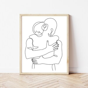 Abstract Couple Line Art, Romantic Poster, Couple One Line Drawing ...