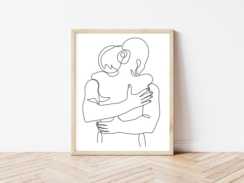 Abstract Couple Line Art, Romantic Poster, Couple One Line Drawing ...