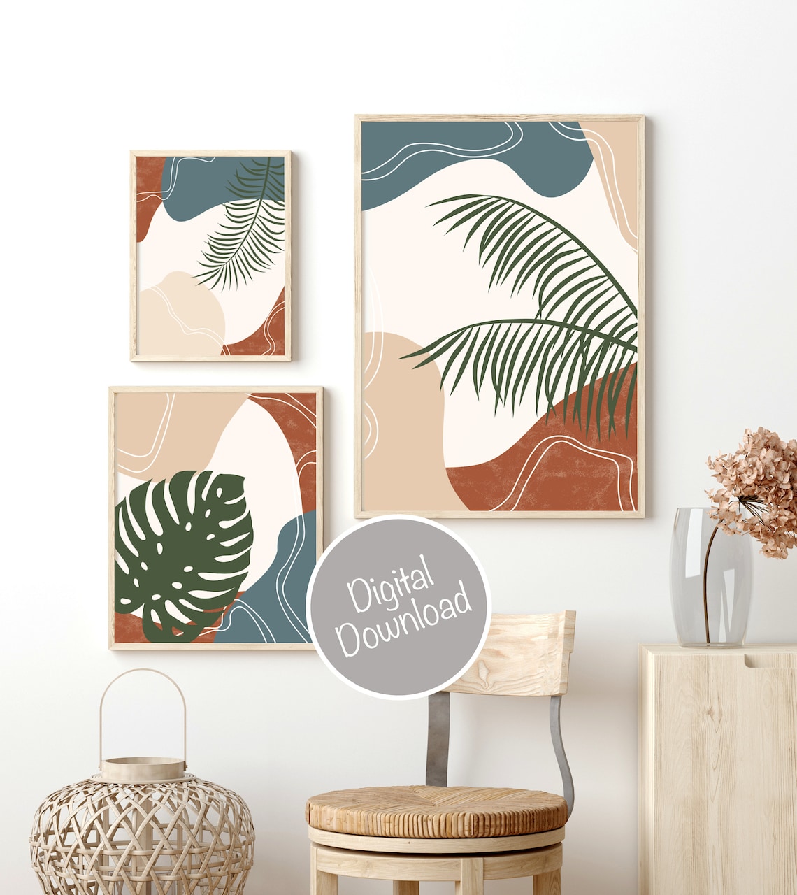 Wall Decor Living Room, Abstract Gallery Wall Set, Modern Home Decor ...